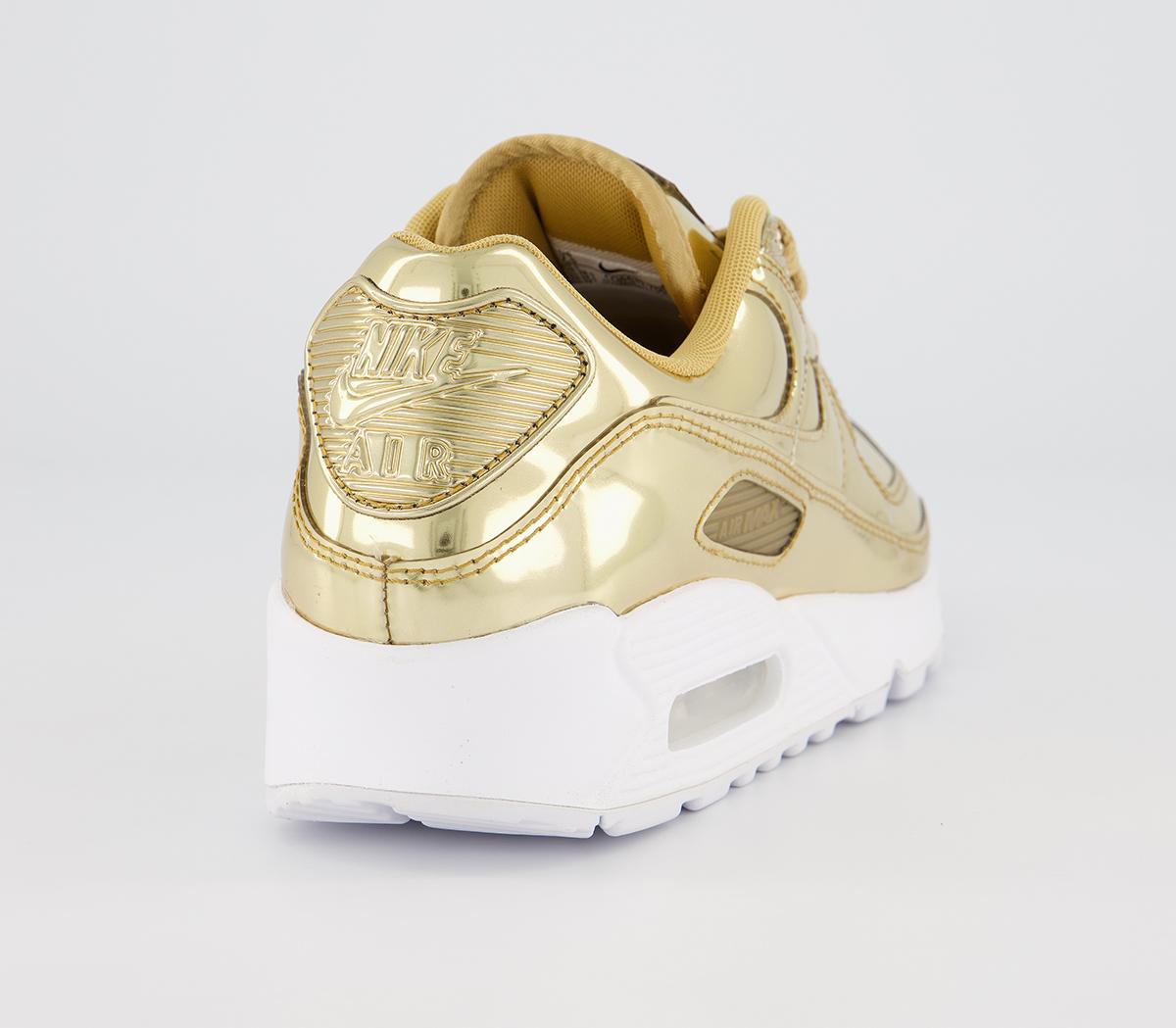 Nike Air Max 90 Trainers Liquid Metal Metallic Gold - Women's Trainers