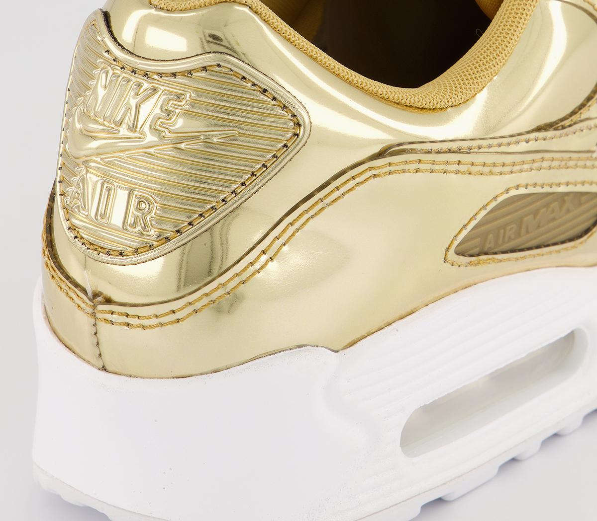 Nike Air Max 90 Trainers Liquid Metal Metallic Gold - Women's Trainers