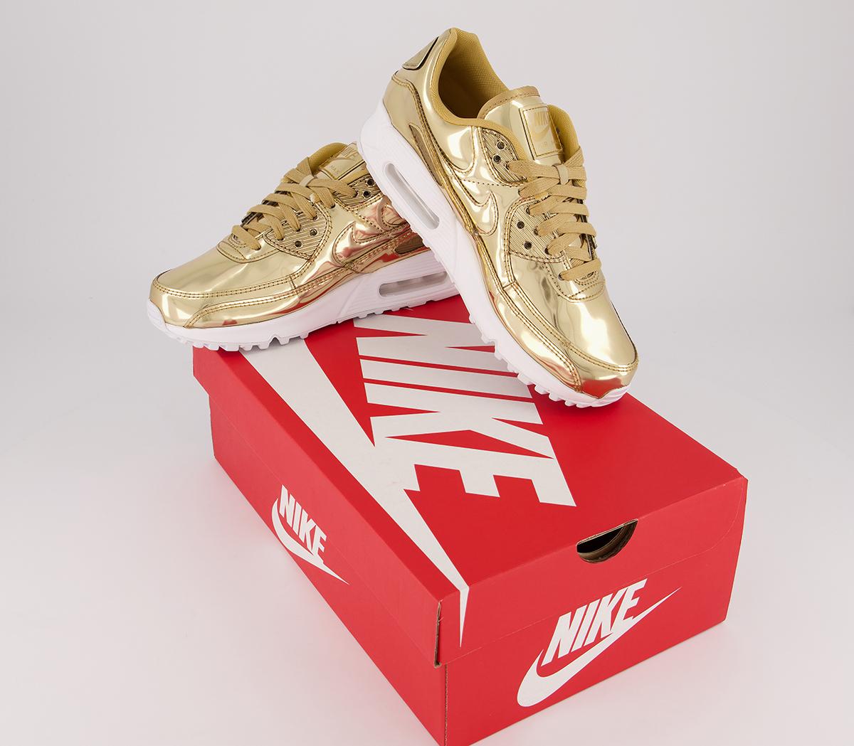 Nike Air Max 90 Trainers Liquid Metal Metallic Gold - Women's Trainers