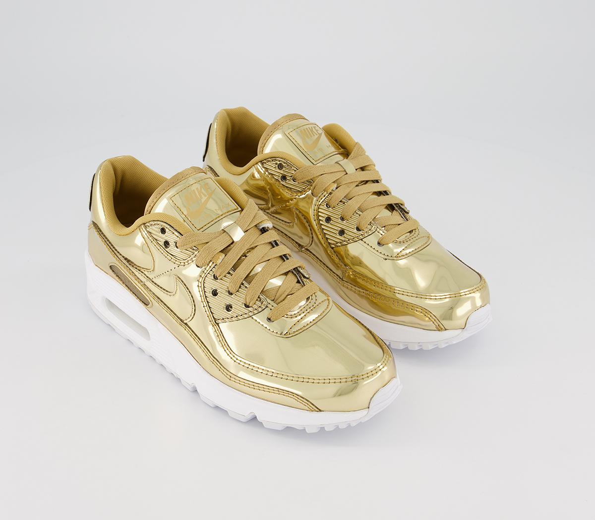 Nike Air Max 90 Trainers Liquid Metal Metallic Gold - Women's Trainers