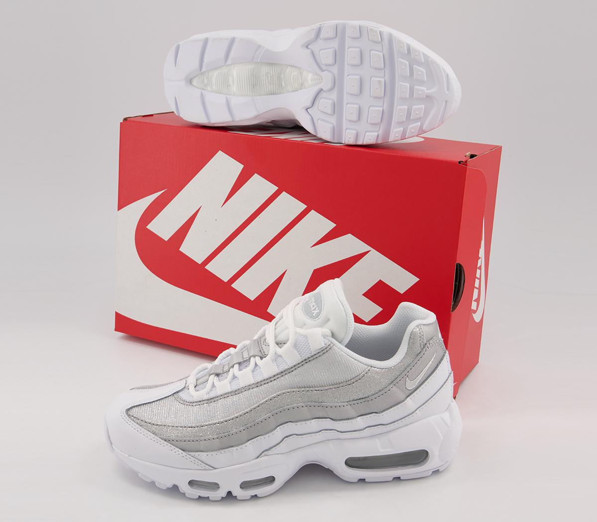 Nike Air Max 95 Trainers White Metallic Silver Pure Platinum - Women's ...