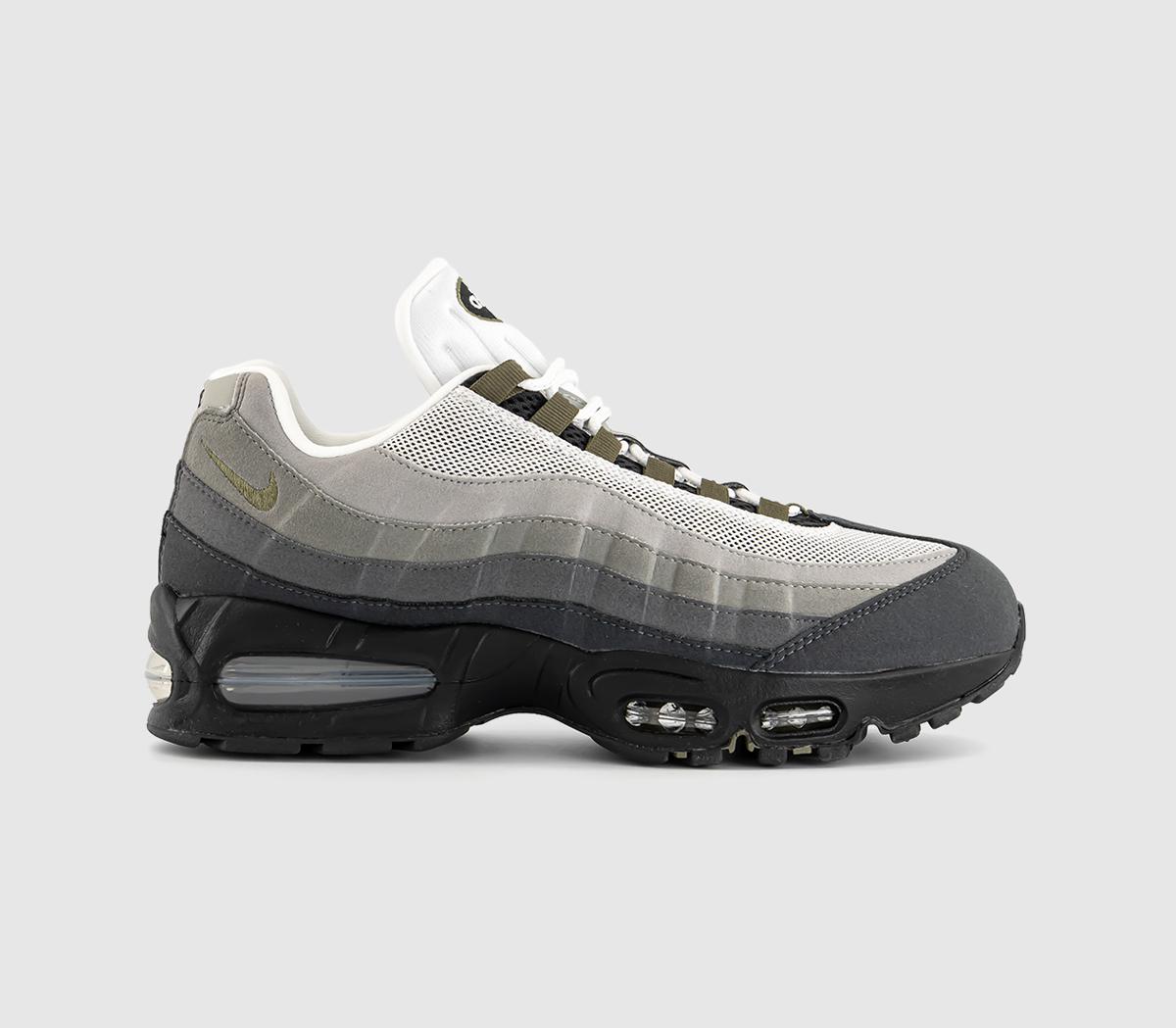 Click here for Nike Air Max 95 Trainers Black Med Olive White Ref... prices