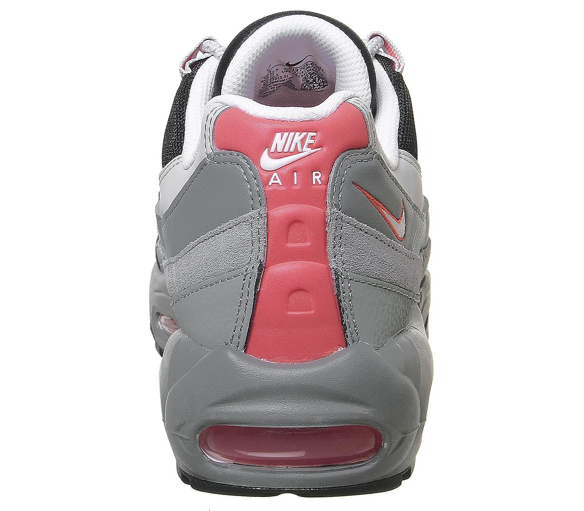 Nike Air Max 95 Trainers Track Red White Grey Black Grey Fog Track Red ...