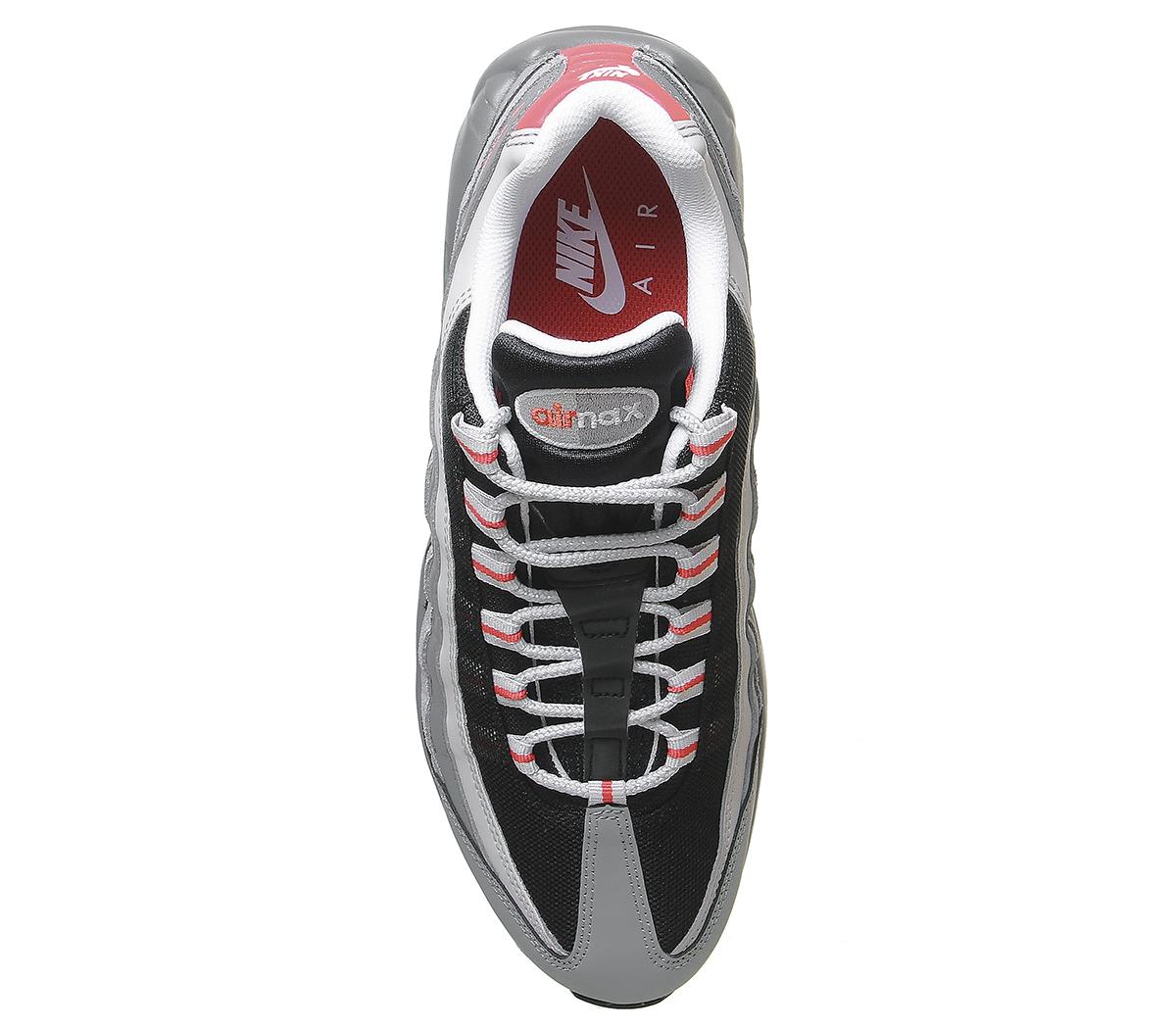 Nike Air Max 95 Trainers Track Red White Grey Black Grey Fog Track Red ...
