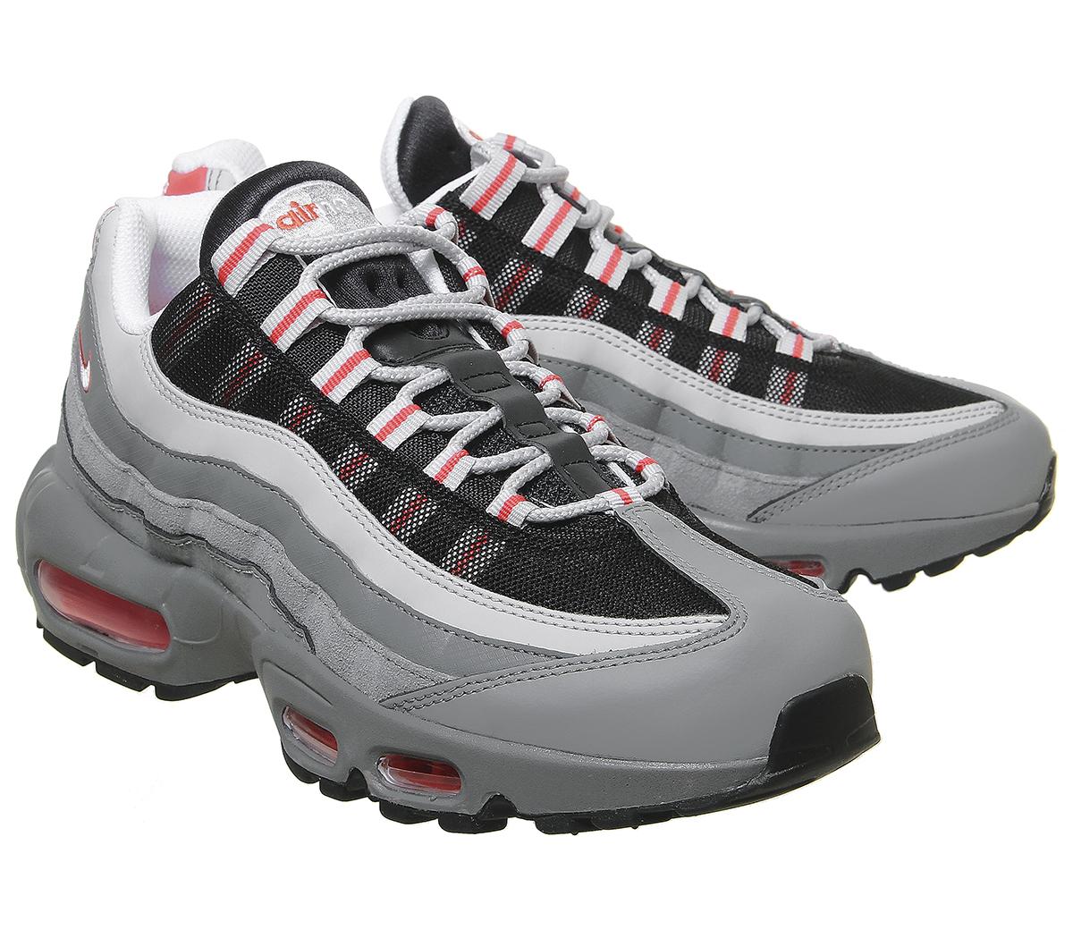 Nike Air Max 95 Trainers Track Red White Grey Black Grey Fog Track Red ...