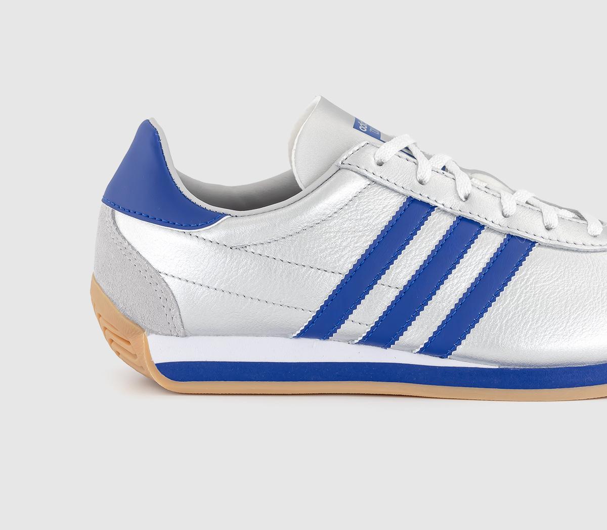 adidas Country OG Trainers Matte Silver Bright Blue White - Men's Trainers