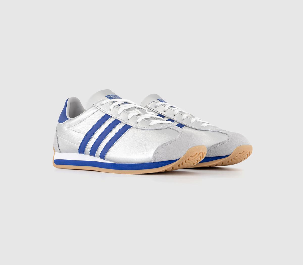adidas Country OG Trainers Matte Silver Bright Blue White - Men's Trainers