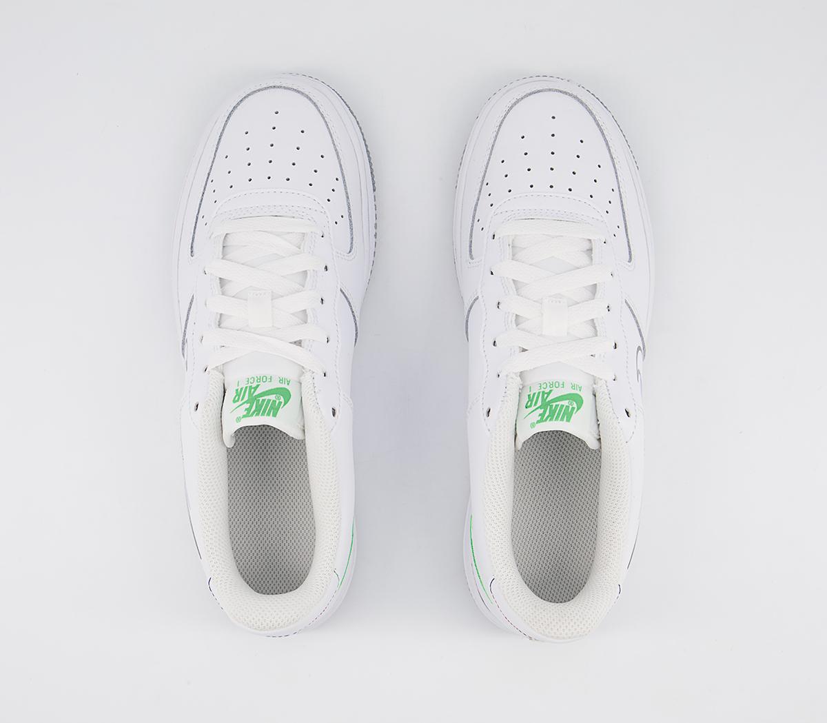 Nike Af1 Boys Trainers White Green Spark Aluminum Black - Women's Trainers