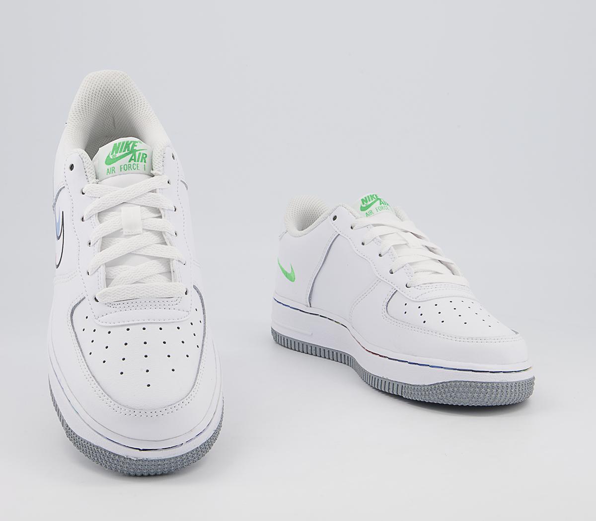Nike Af1 Boys Trainers White Green Spark Aluminum Black - Women's Trainers
