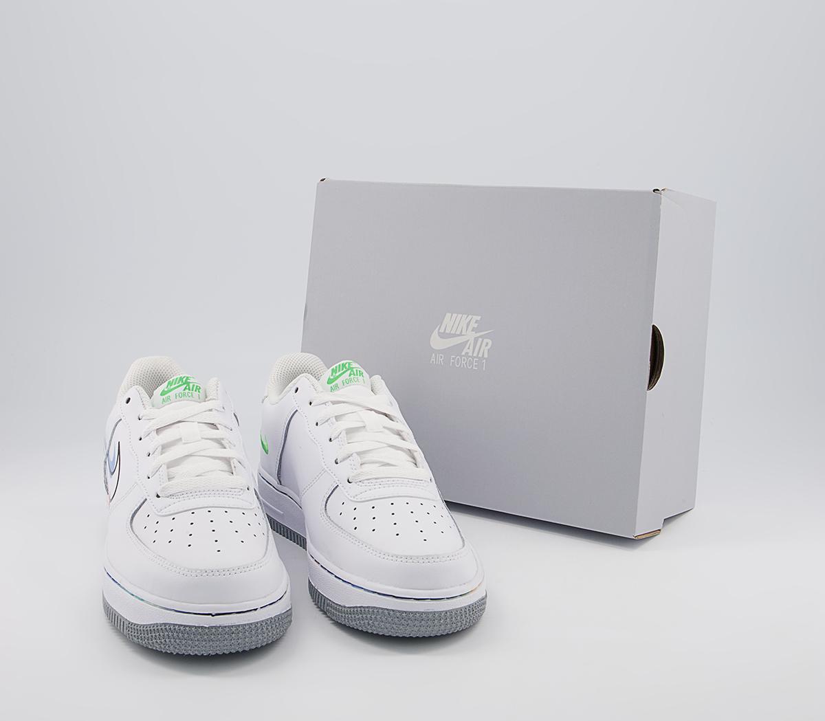 Nike Af1 Boys Trainers White Green Spark Aluminum Black - Women's Trainers