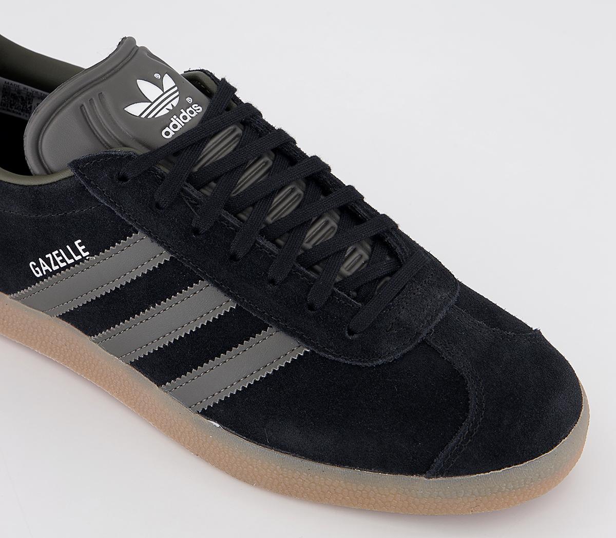 adidas Gazelle Trainers Core Black White Gum - Men's Trainers
