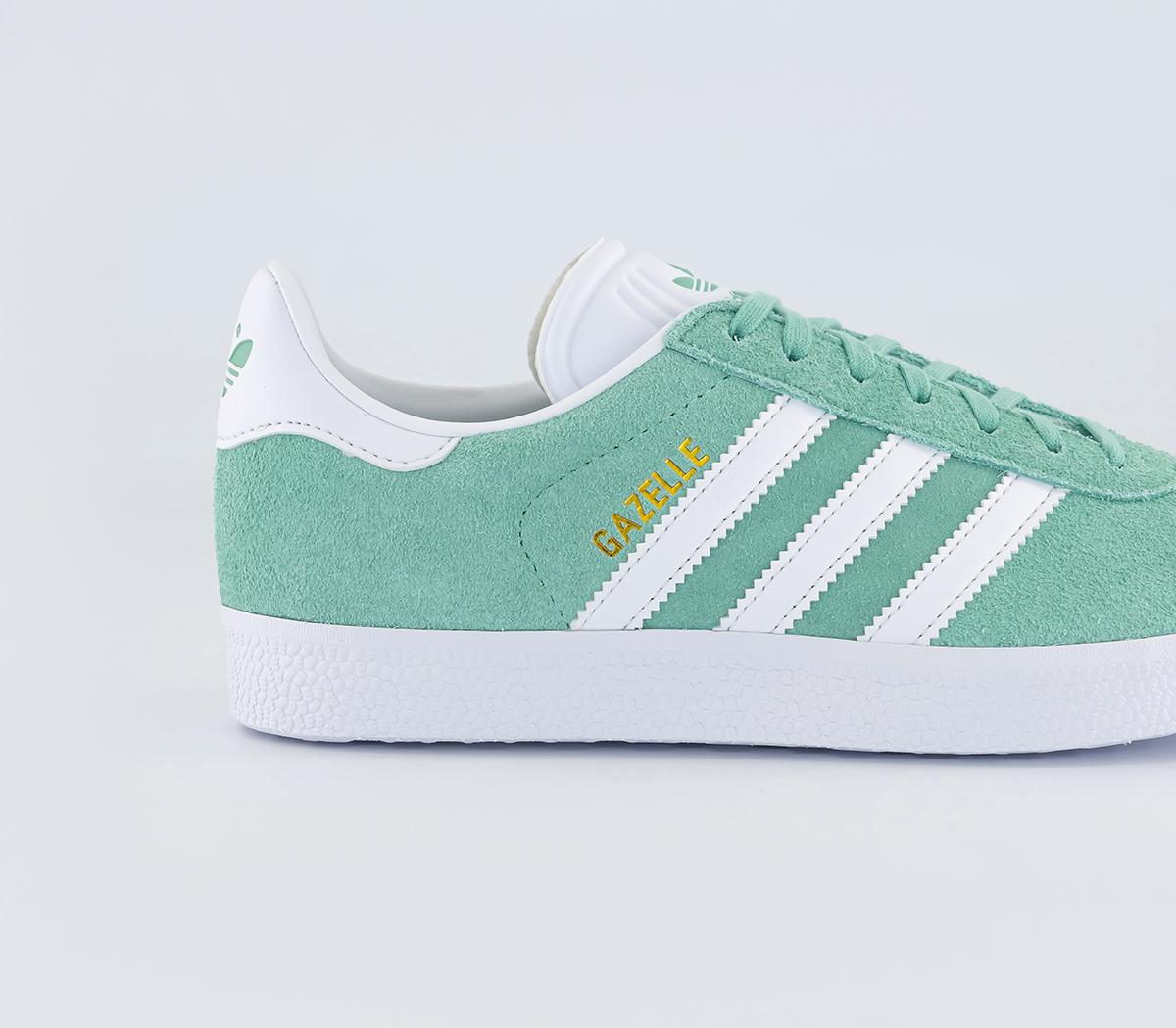 adidas Gazelle Trainers Pulse Mint White Gold Met - Unisex Sports
