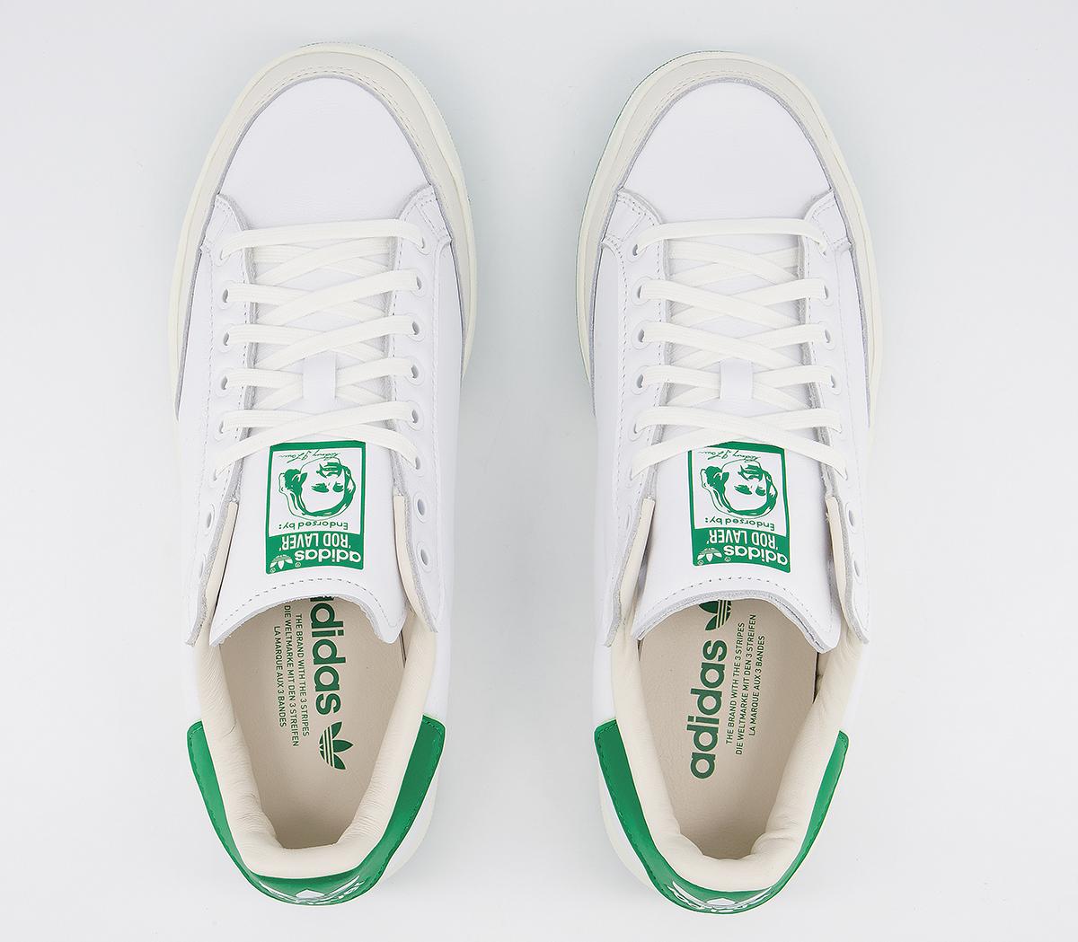 adidas Rod Laver Trainers White Green White - Men's Trainers