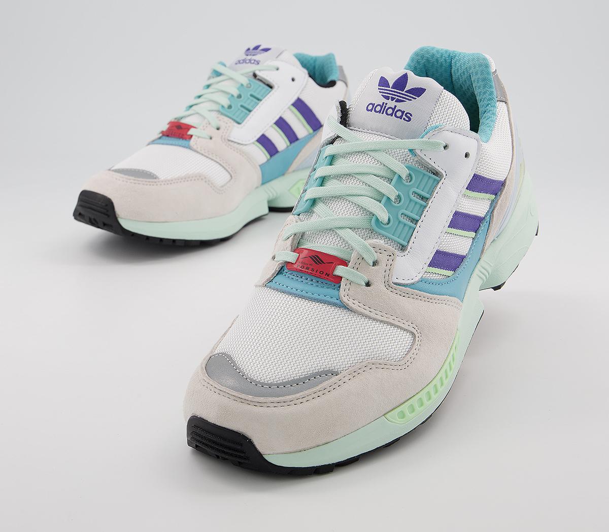 adidas Zx 8000 Trainers White Purple Light Aqua - adidas ZX