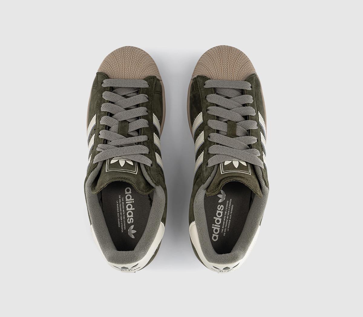adidas Superstar II Trainers Olive Strata Offwhite Stone Khaki - Men's ...