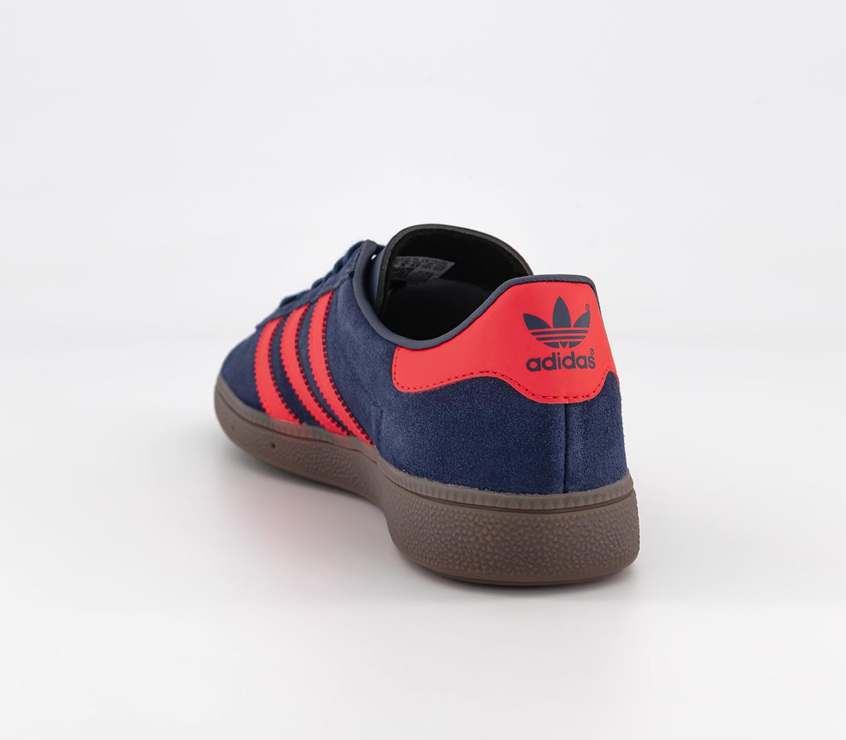 adidas Munchen Trainers Dark Blue Solar Red Gum - Men's Trainers
