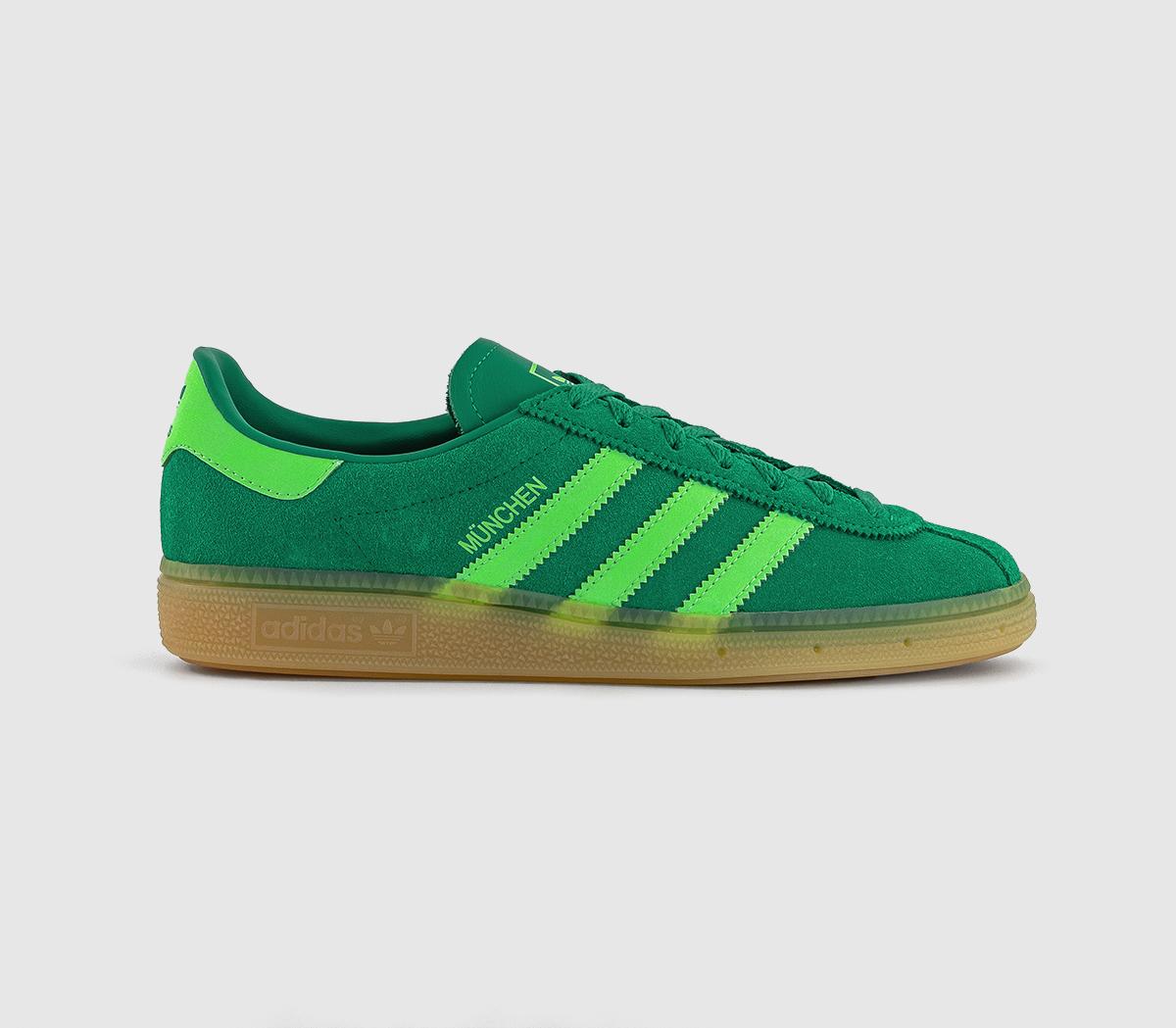 Click here for adidas Womens München Trainers Court Green Lime Bu... prices