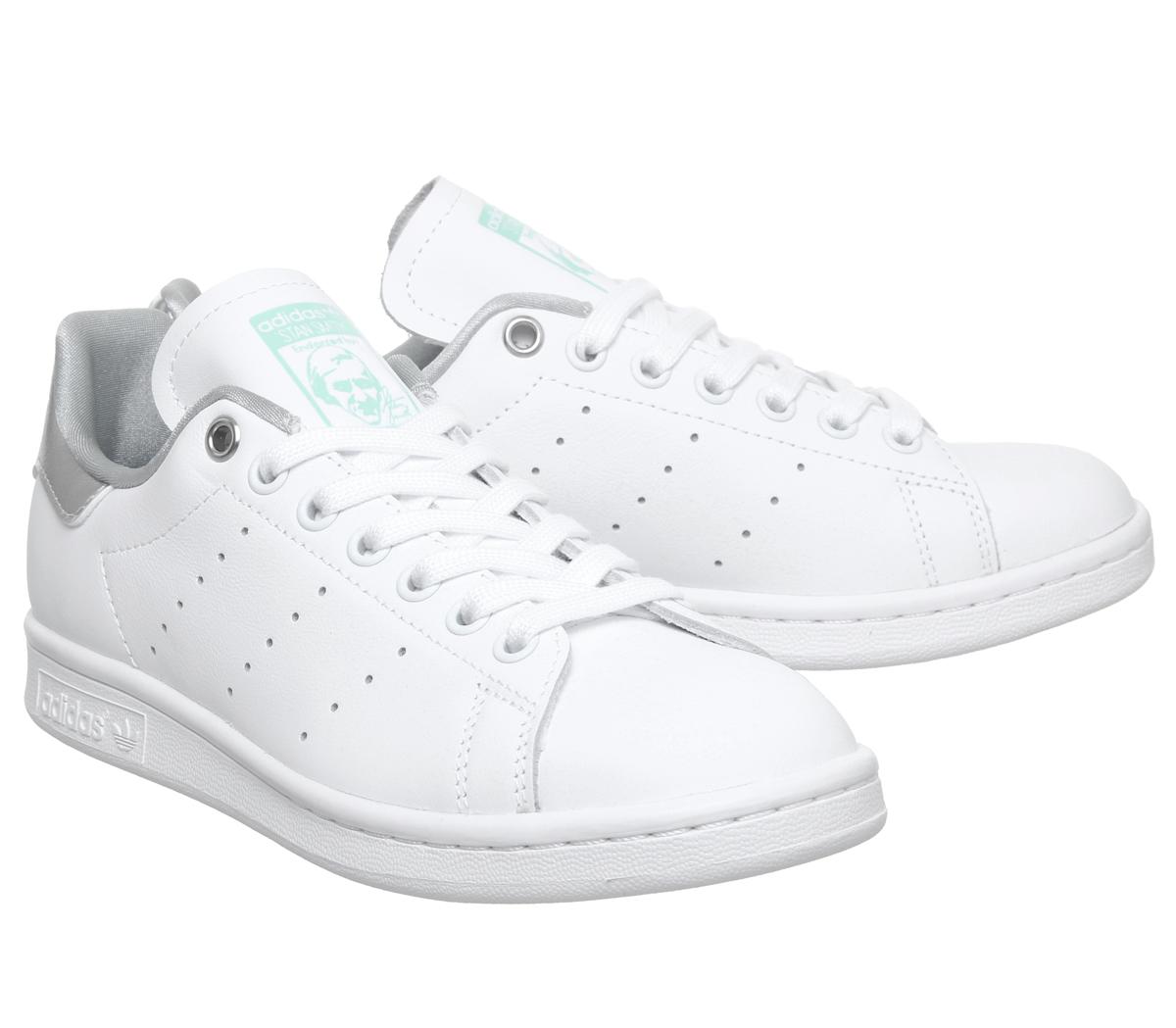 adidas Stan Smith Trainers White Silver Metallic - Women's Trainers