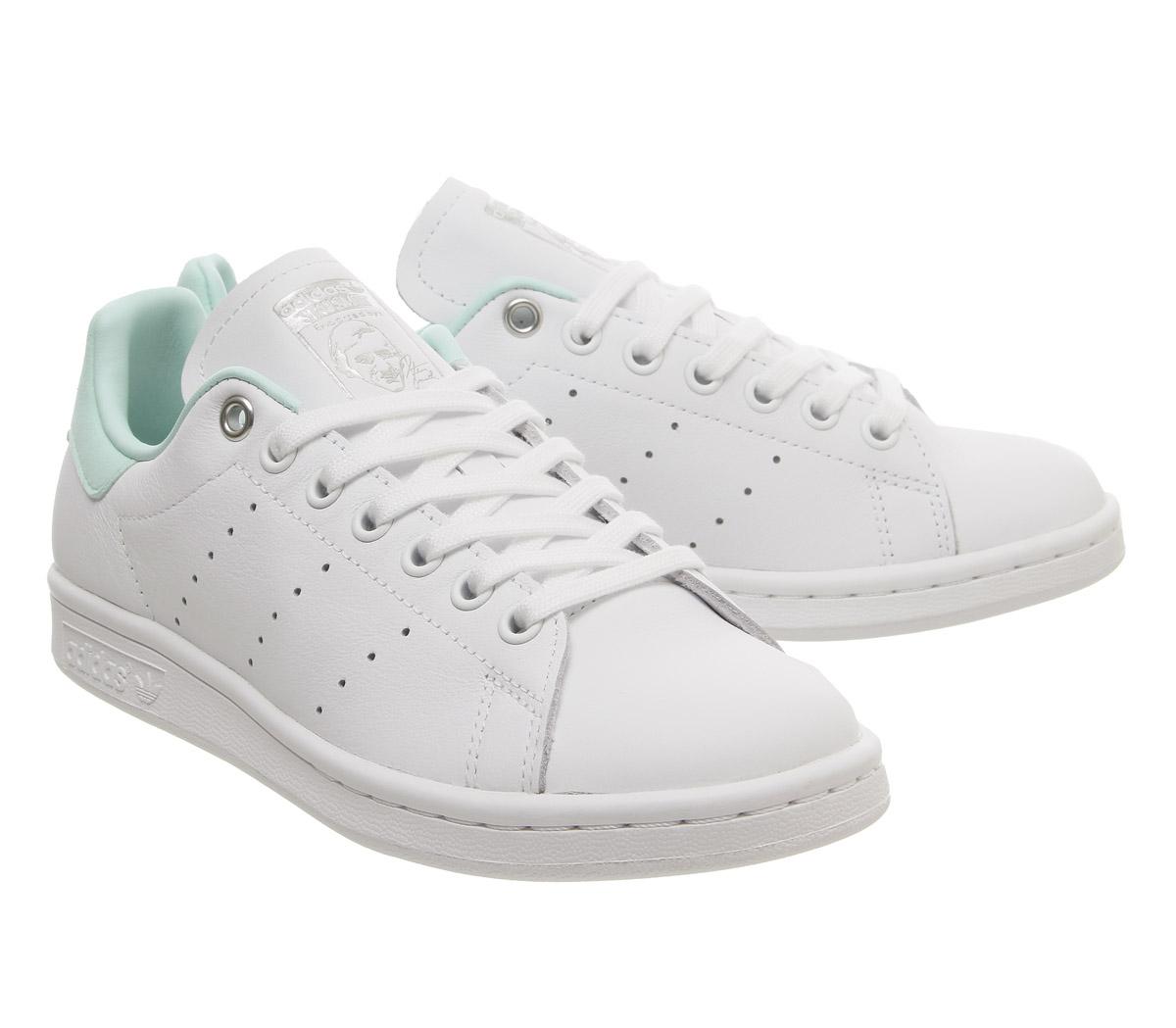 adidas Stan Smith Trainers White Silver Metallic Mint - Women's Trainers
