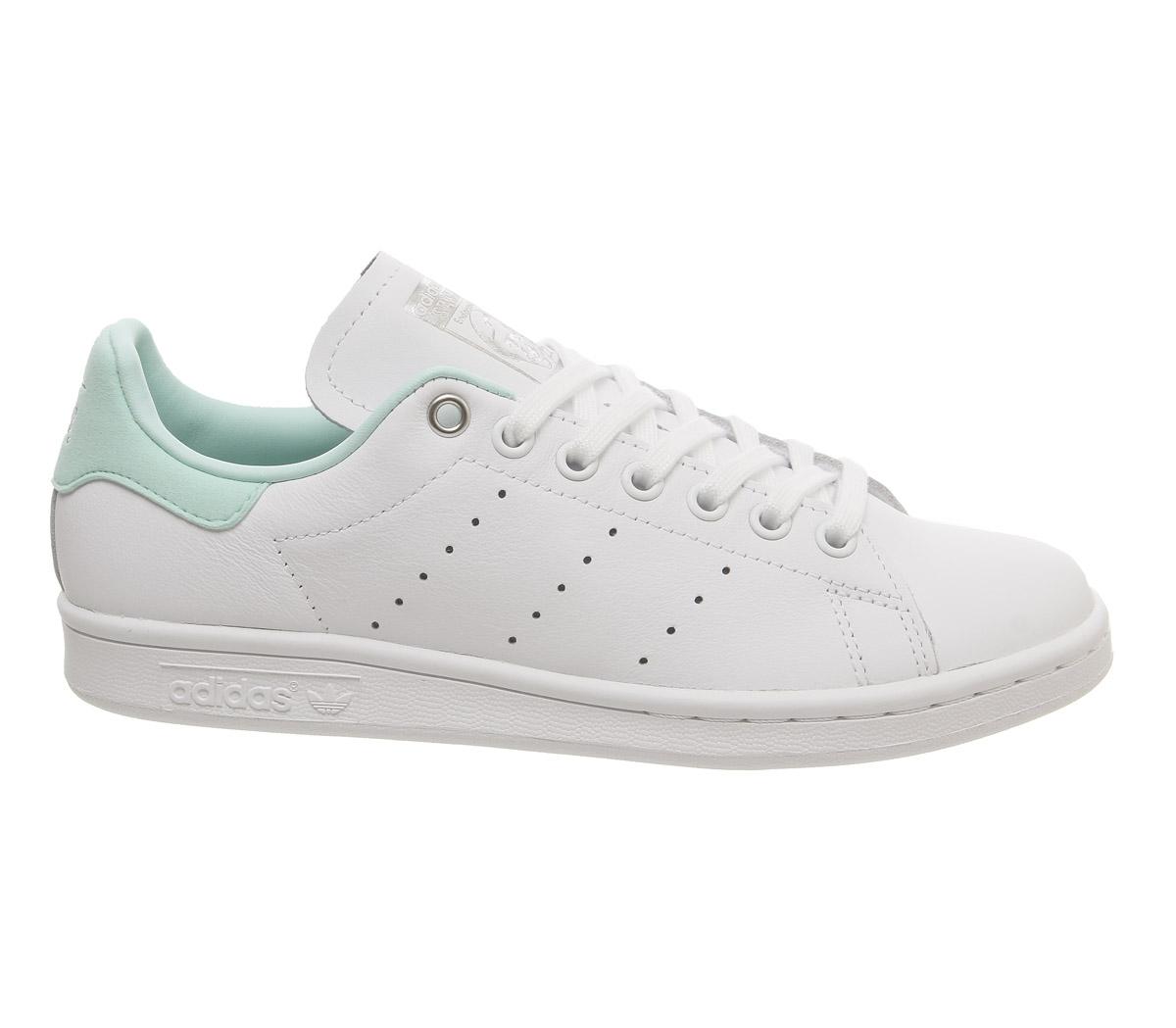 adidas Stan Smith Trainers White Silver Metallic Mint - Women's Trainers