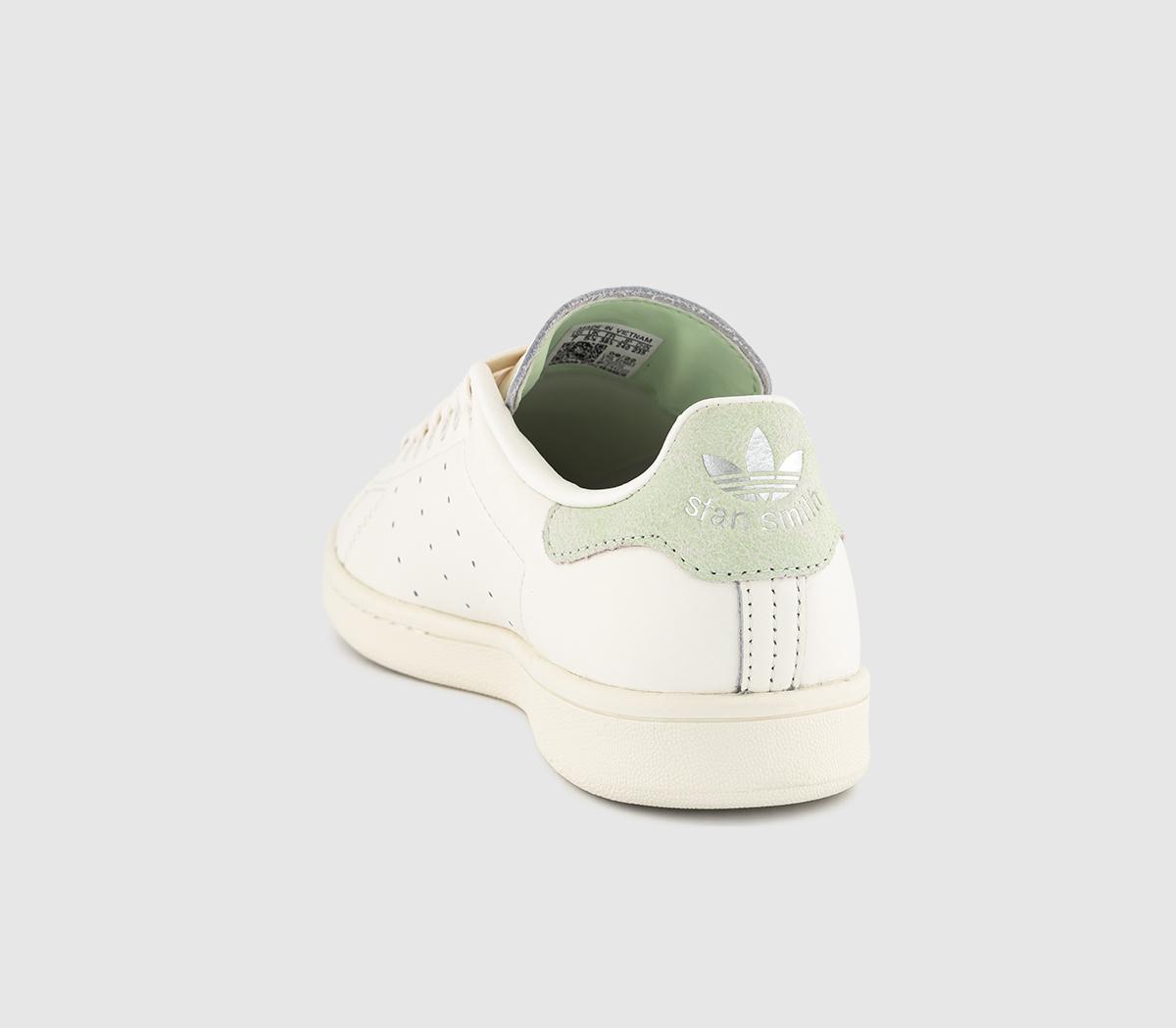 adidas Stan Smith Trainers White Linen Green Silver Met - Women's Trainers