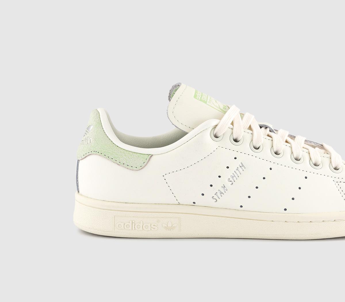 adidas Stan Smith Trainers White Linen Green Silver Met - Women's Trainers