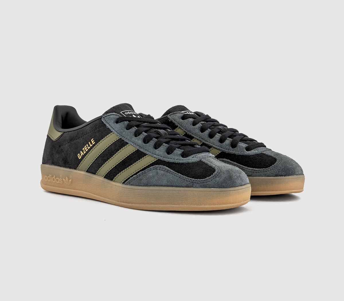 adidas Gazelle Indoor Trainers Black Focus Olive Carbon - Women's Trainers