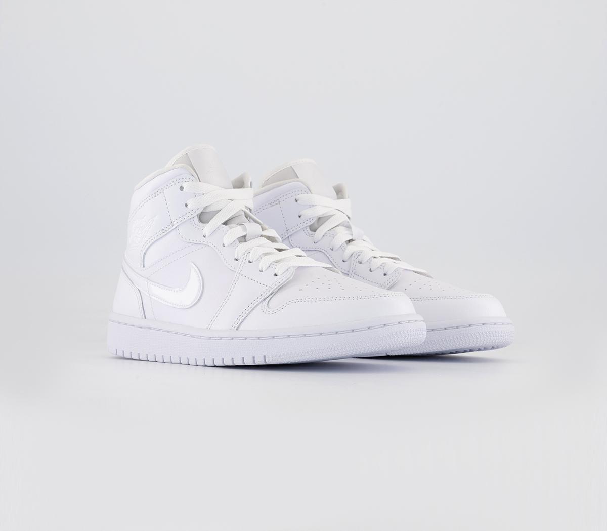 Jordan Air Jordan 1 Mid Trainers White White White - Air Jordan 1