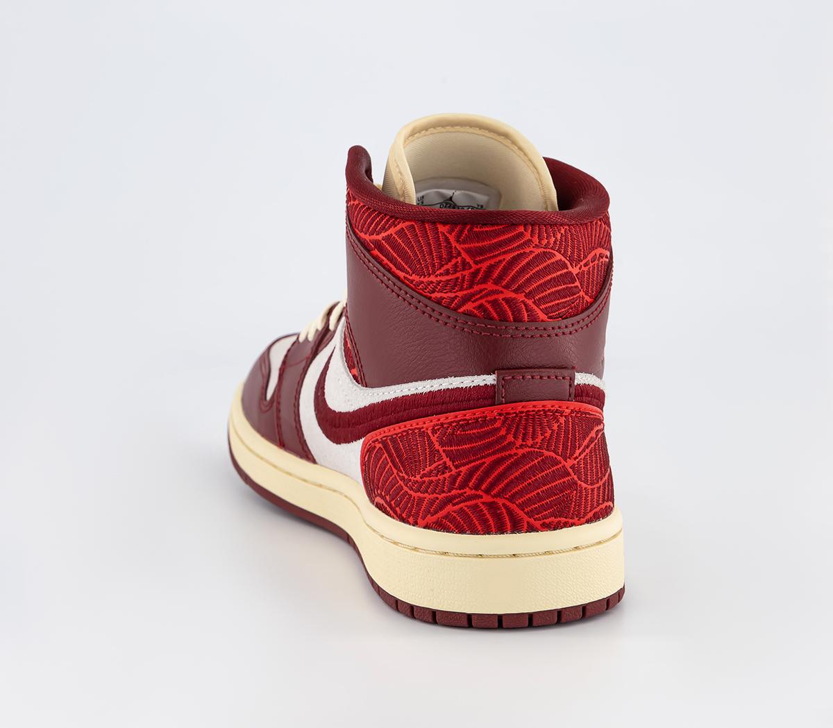 Jordan Air Jordan 1 Mid Trainers Team Red University Sail Muslin ...