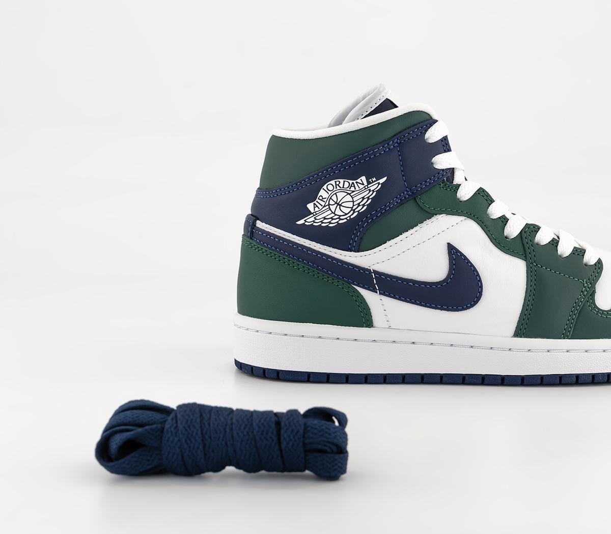 Jordan Air Jordan 1 Mid Trainers Noble Green Midnight Navy White - Air ...