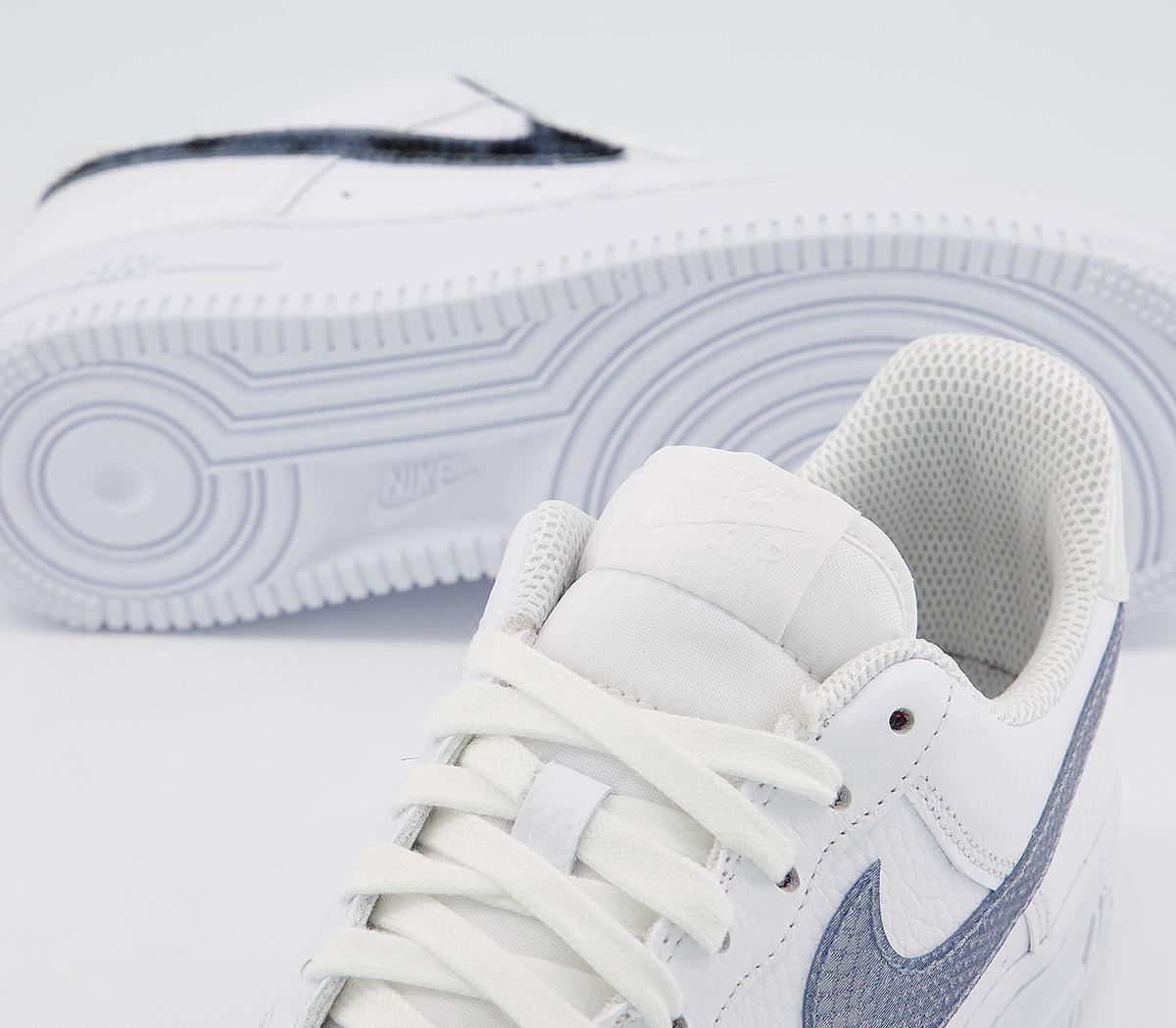 Nike Air Force 1 Lv8 Trainers White Midnight Navy Silver Snake - Unisex ...
