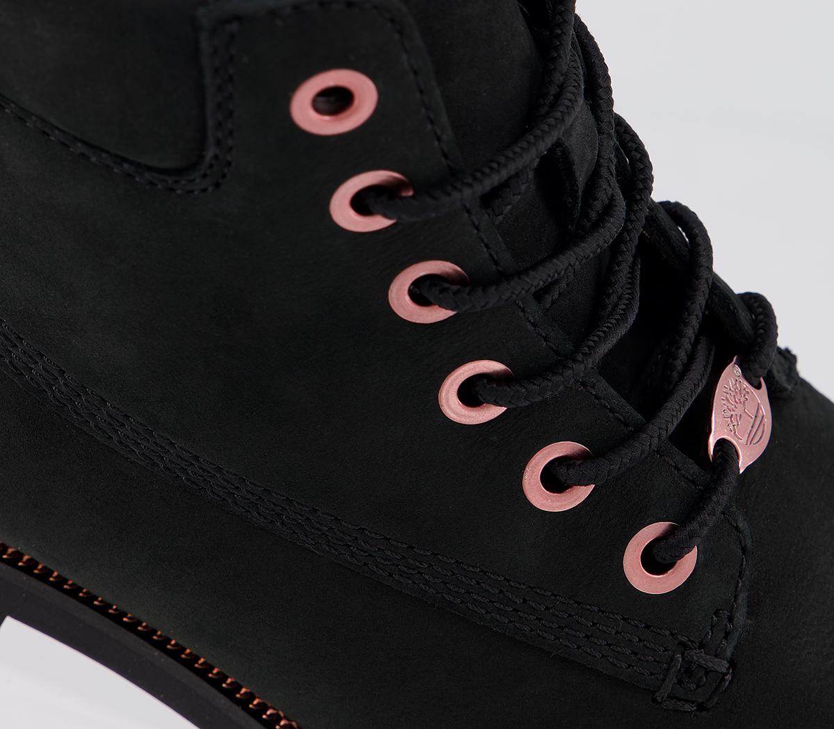 Timberland Slim Premium 6 Inch Boots Black Rose Gold Chain - Women's ...