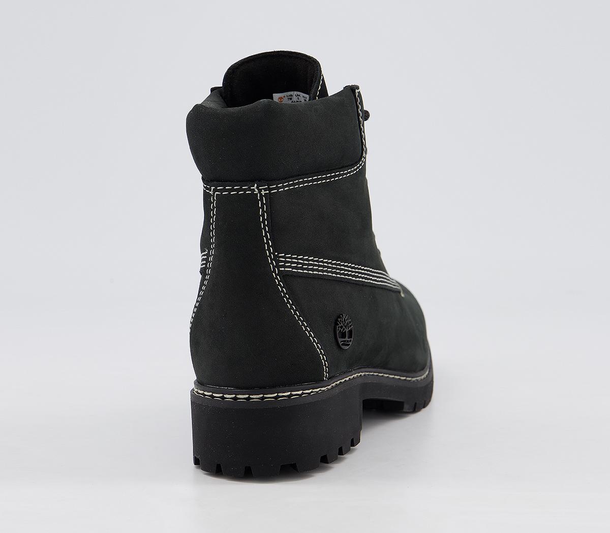 Timberland Slim Premium 6 Inch Boots Black Nubuck Contrast Stitch ...