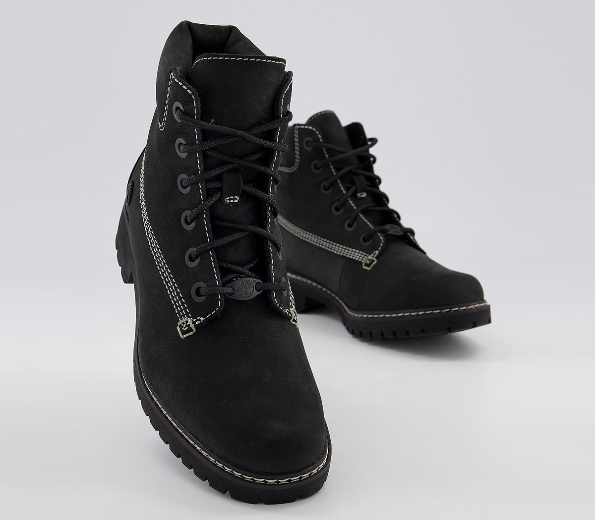 Timberland Slim Premium 6 Inch Boots Black Nubuck Contrast Stitch ...