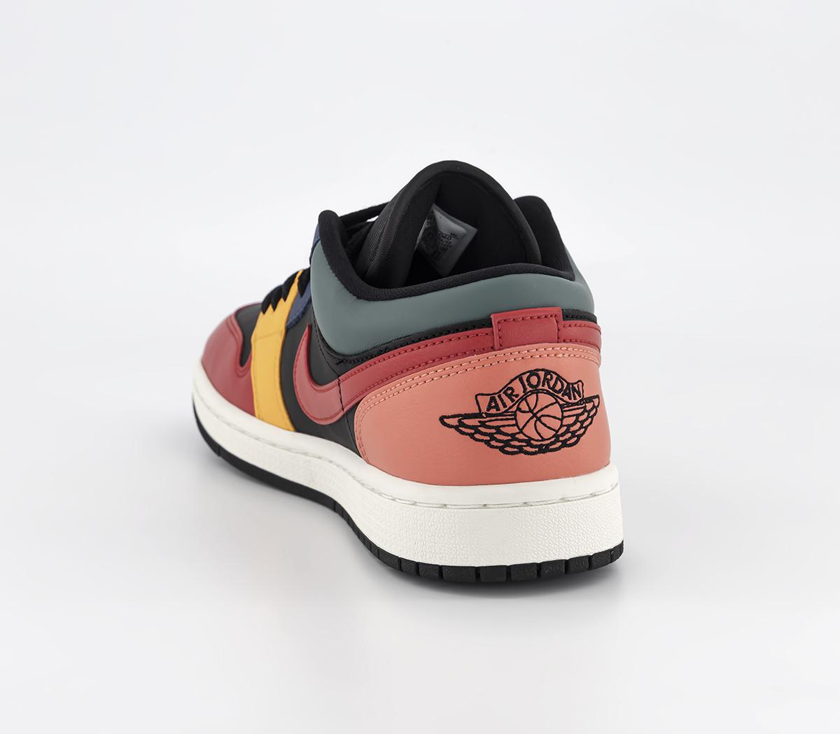 Jordan Air Jordan 1 Low Trainers Black Fire Red Taxi French Blue Magic ...