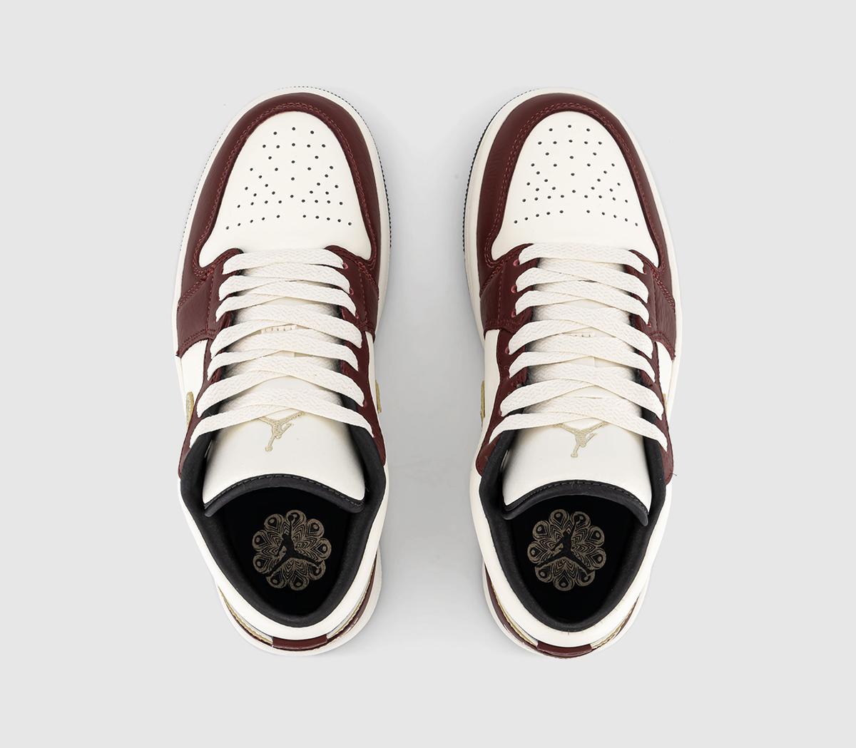 Jordan Air Jordan 1 Low Trainers Cny Sail Metallic Gold Grain Dark Team Red - Women's Trainers