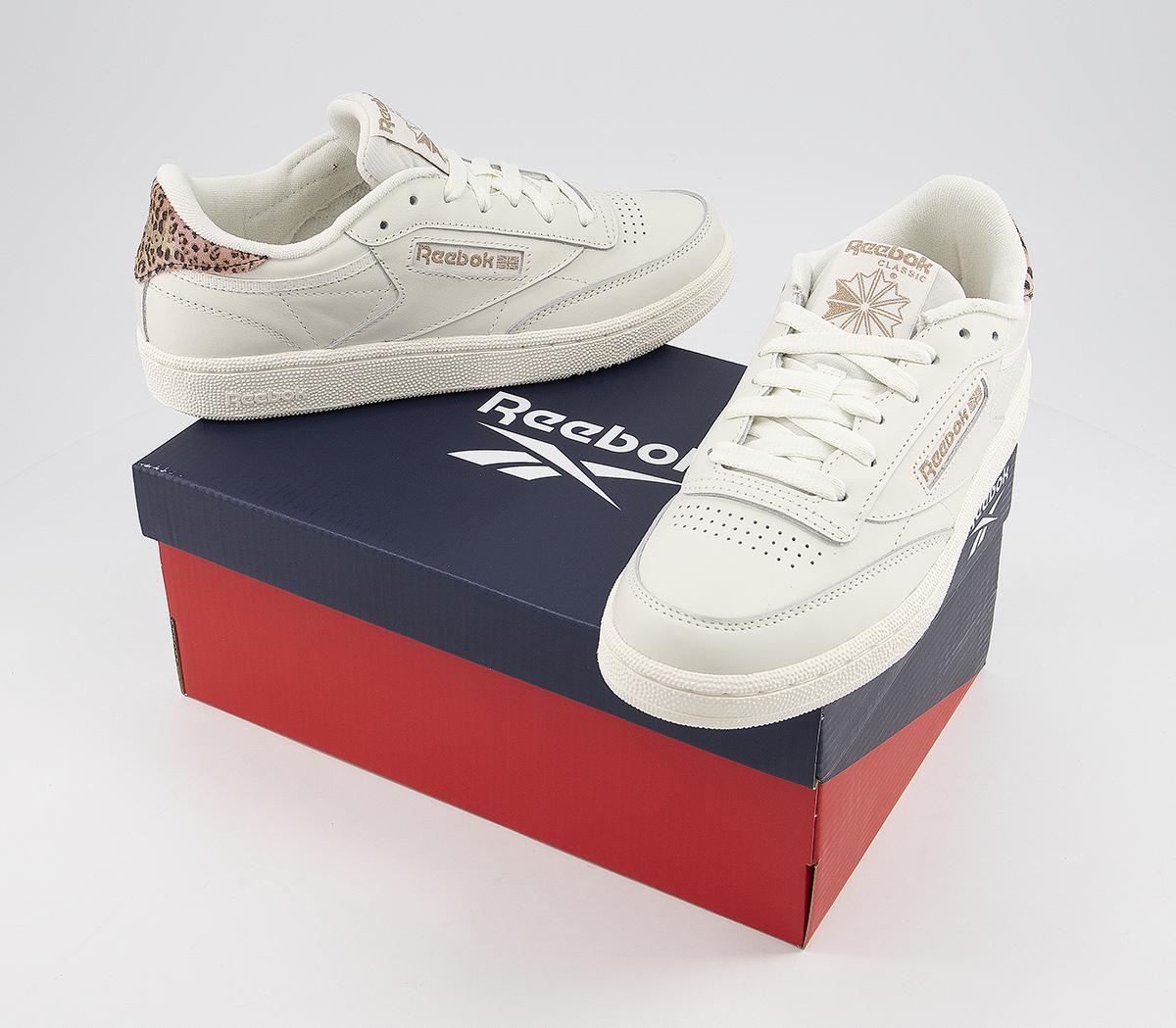 Reebok Club C 85 Trainers Chalk Rose Gold Chalk Leopard - Women's Trainers