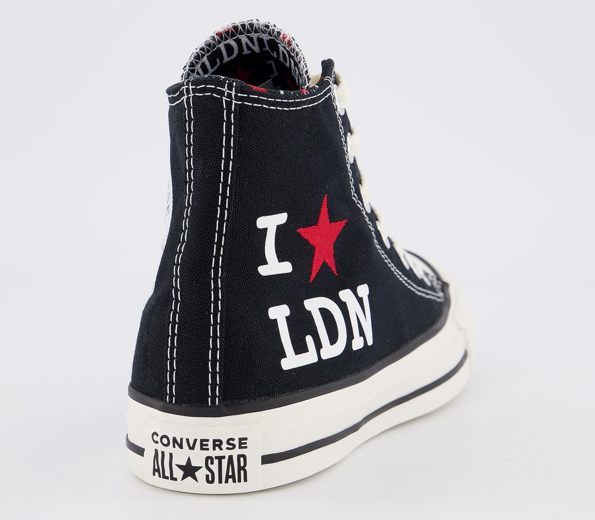 Converse Converse All Star Hi Trainers Black White Enamel Red I Star ...