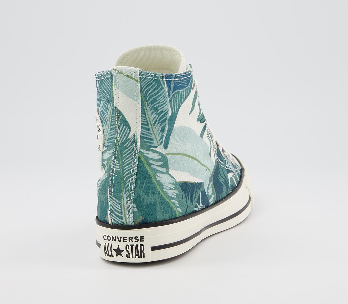 Converse Converse All Star Hi Trainers Egret Green Black Palm - Women's ...