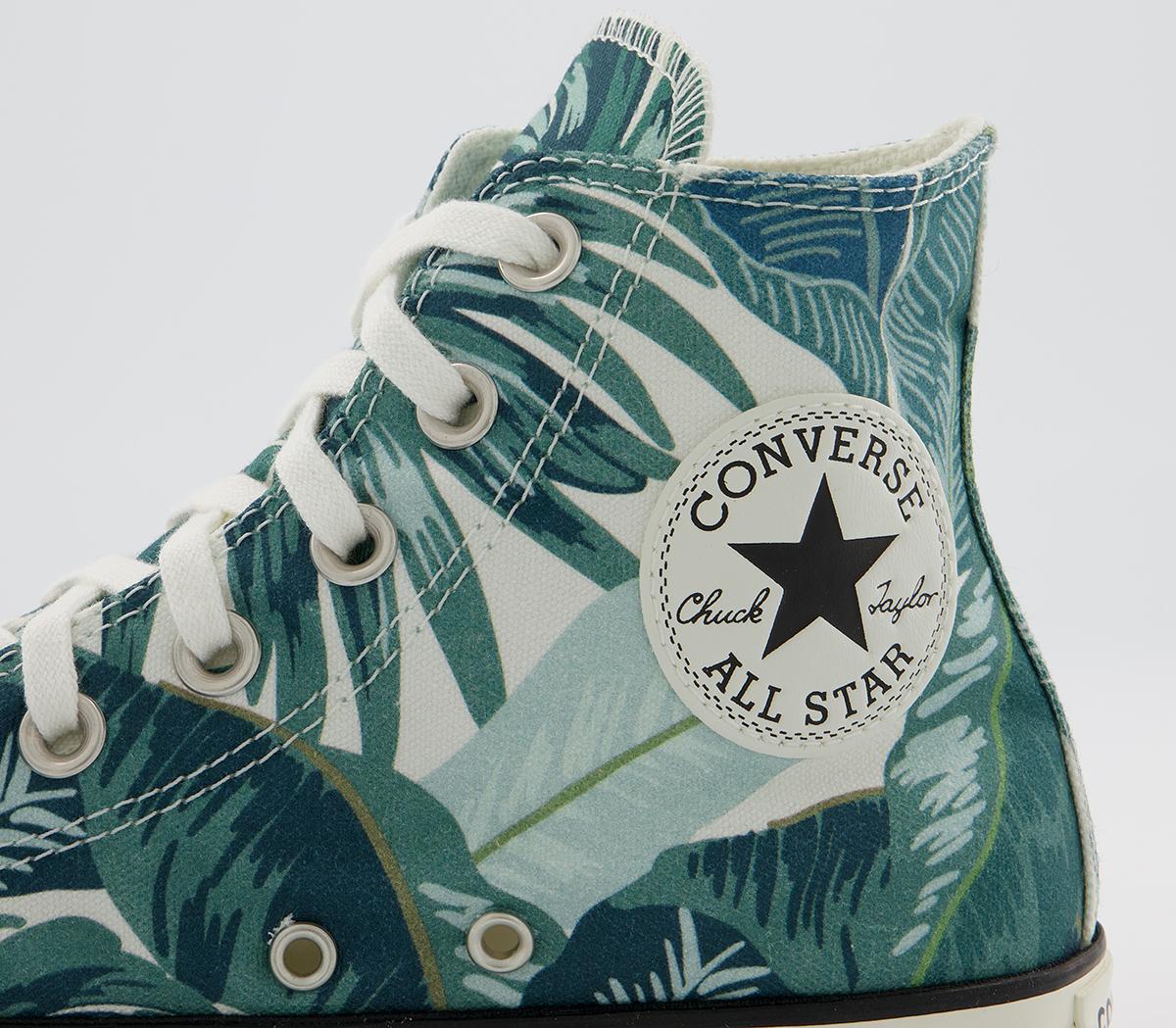 Converse Converse All Star Hi Trainers Egret Green Black Palm - Women's ...
