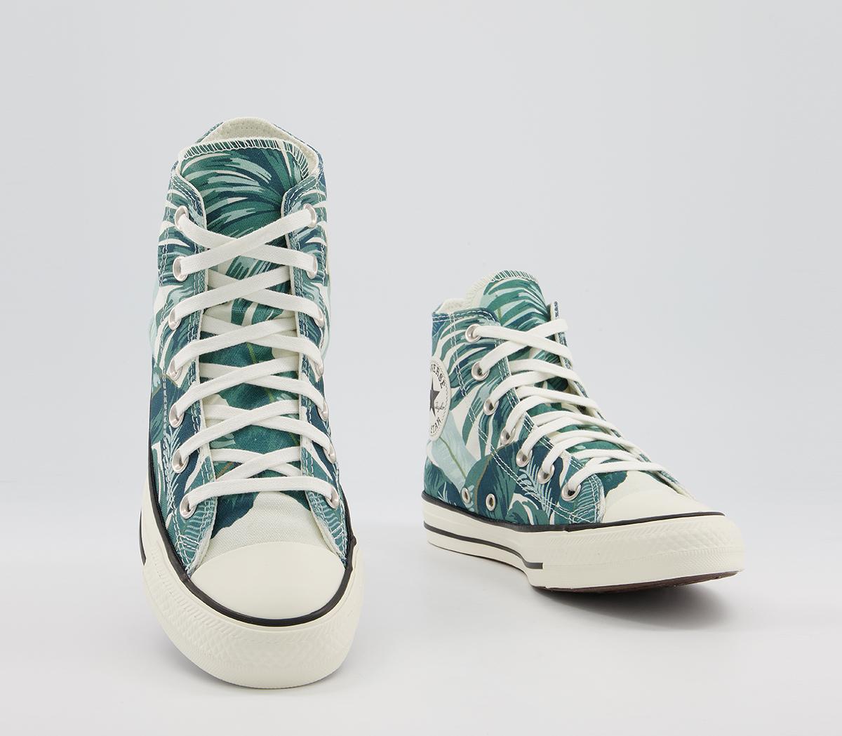 Converse Converse All Star Hi Trainers Egret Green Black Palm - Women's ...