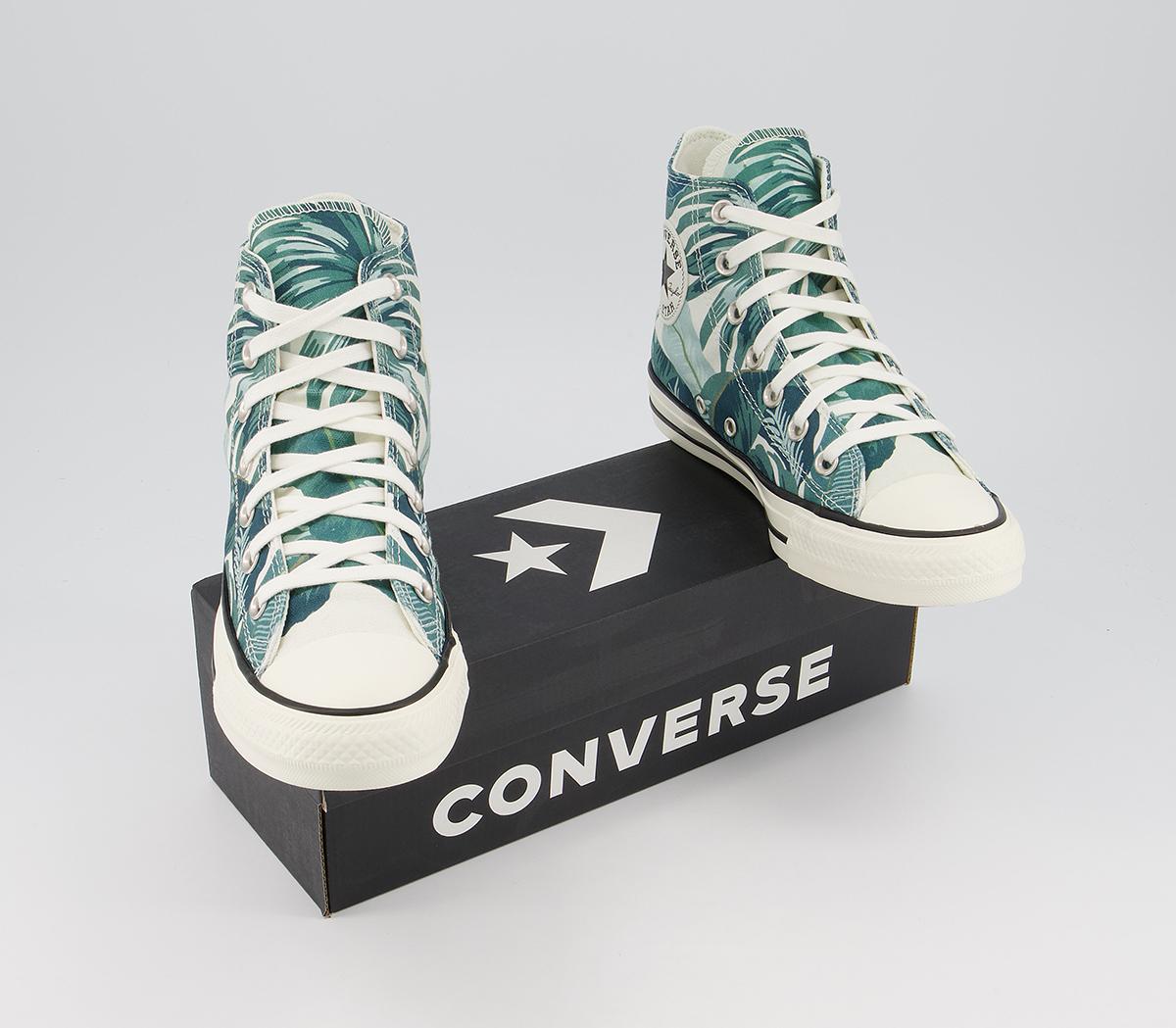 Converse Converse All Star Hi Trainers Egret Green Black Palm - Women's ...