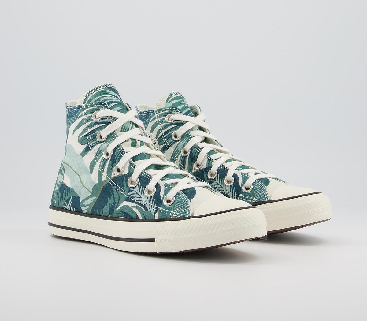 Converse Converse All Star Hi Trainers Egret Green Black Palm - Women's ...