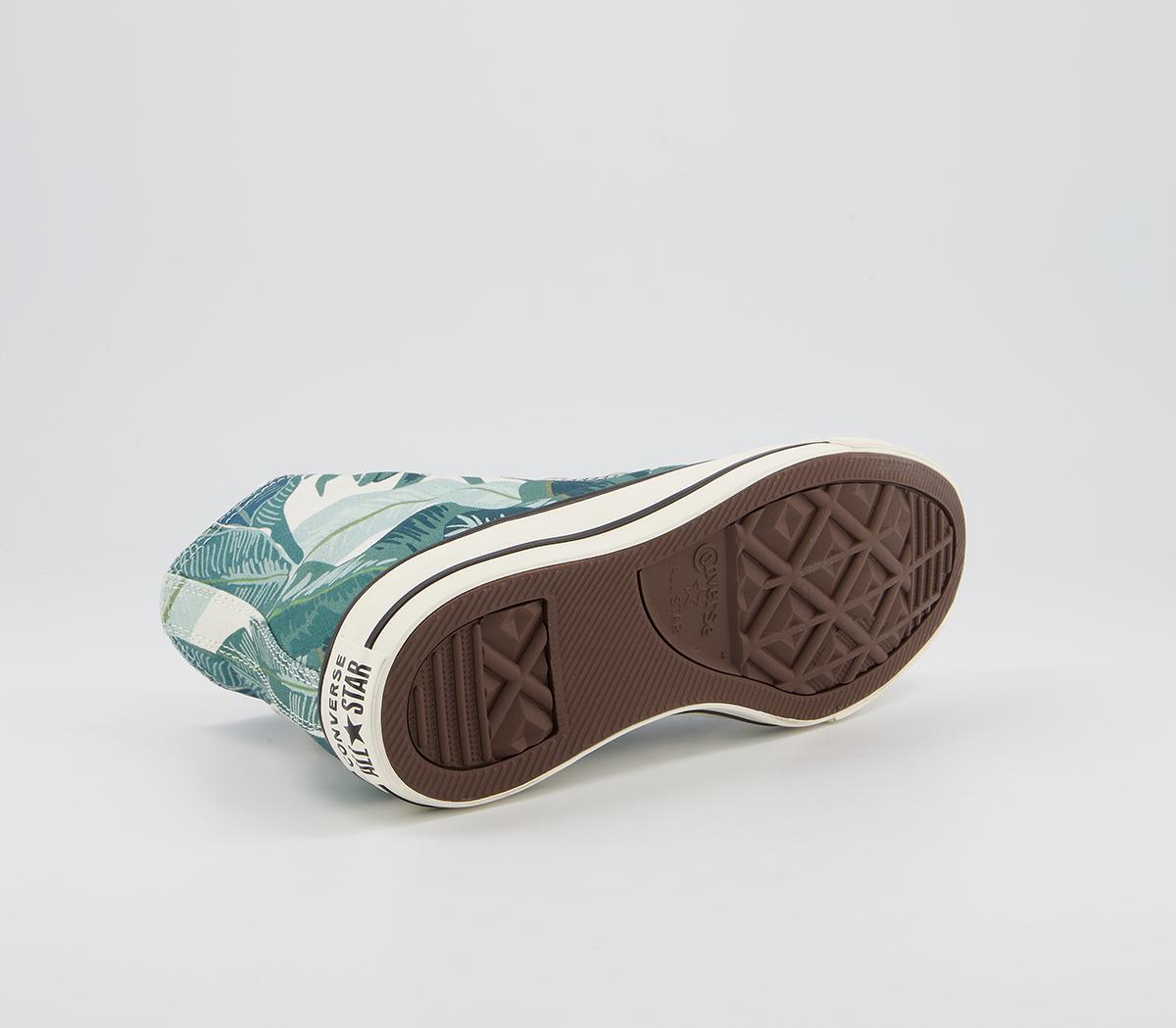 Converse Converse All Star Hi Trainers Egret Green Black Palm - Women's ...