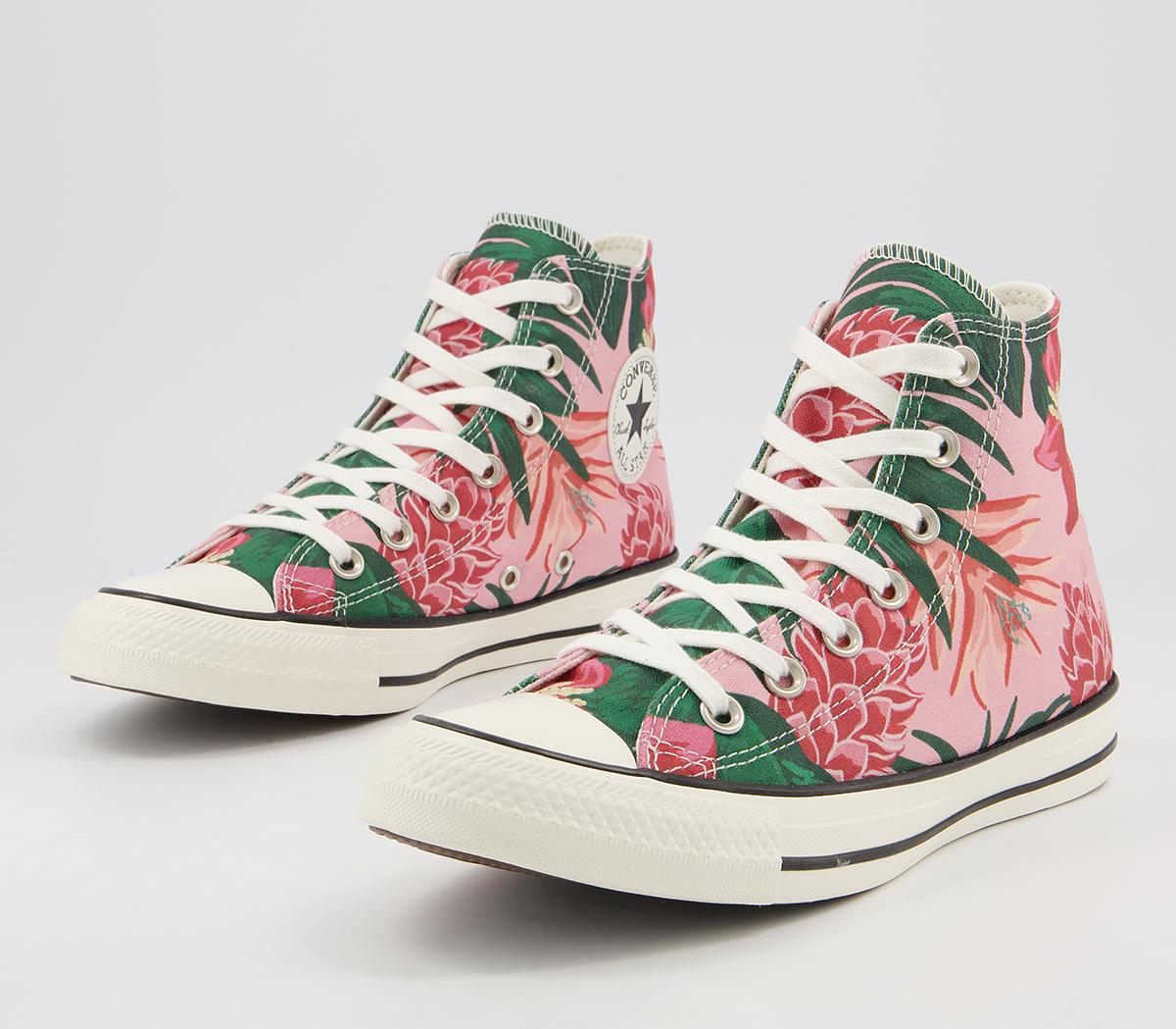 Converse Converse All Star Hi Trainers Egret Pink Blac Palm - Women's ...