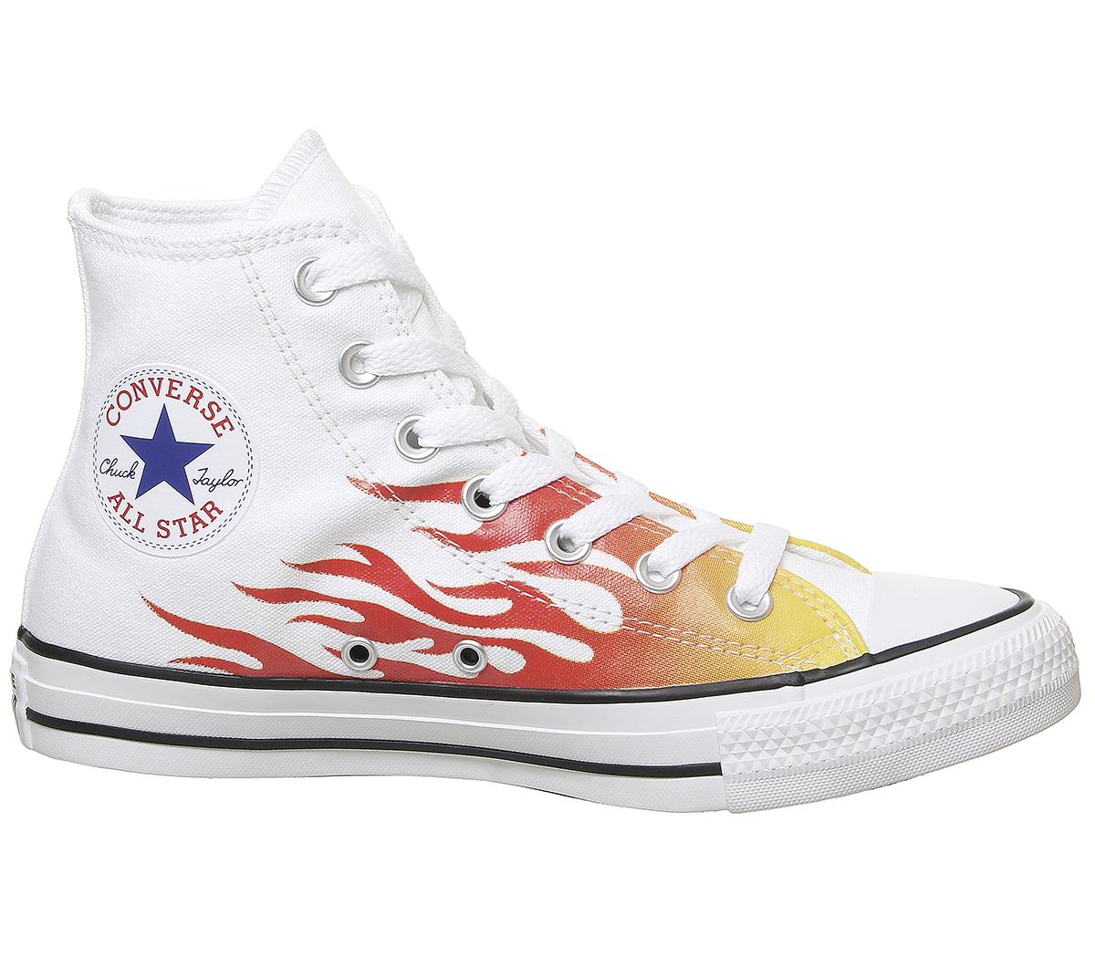 Converse Converse All Star Hi Trainers White Red Fresh Yellow Flame ...