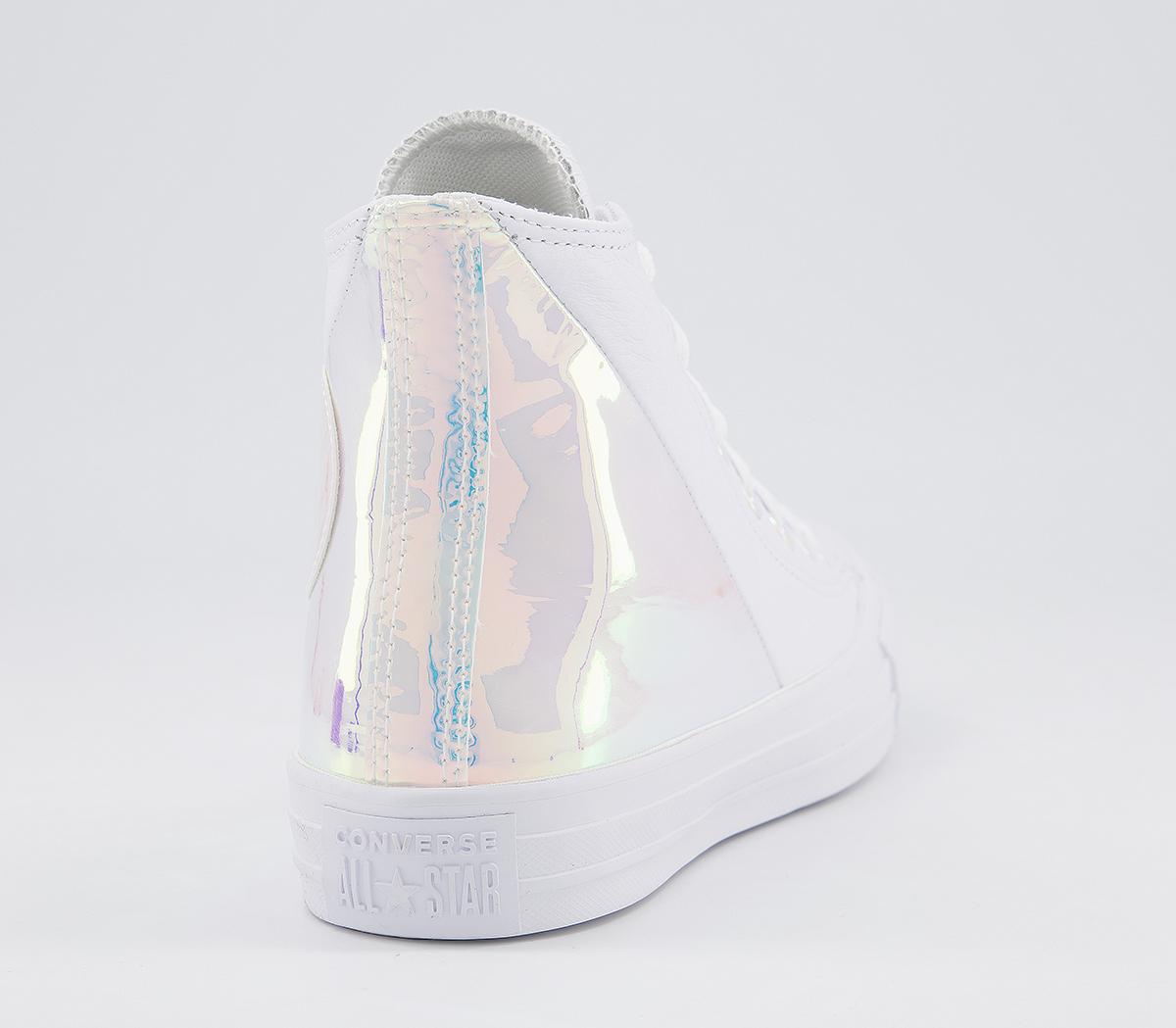 Converse Converse All Star Hi Trainers White Leather Split Iridescent ...
