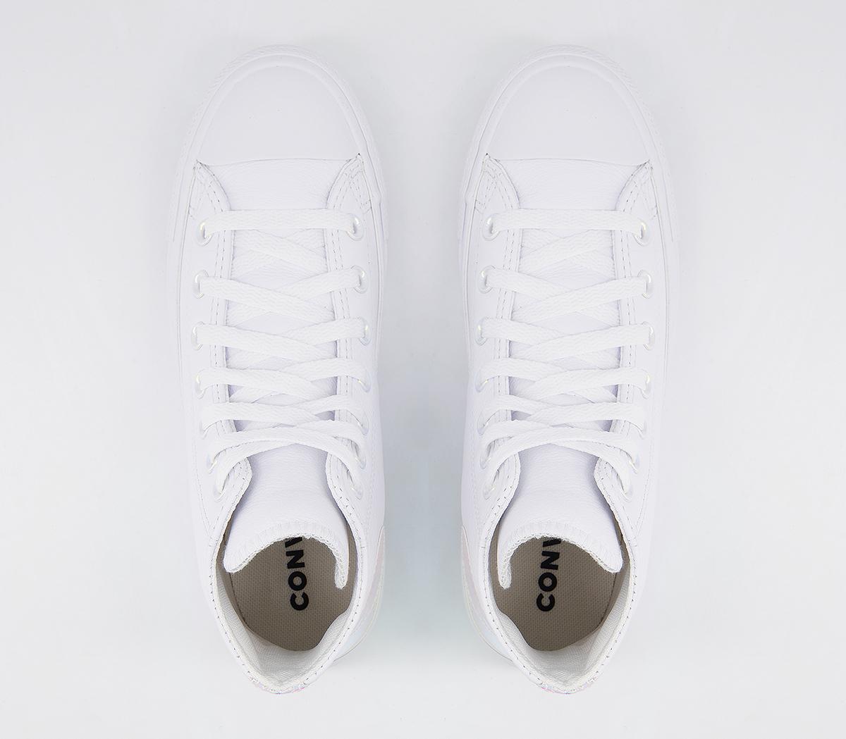 Converse Converse All Star Hi Trainers White Leather Split Iridescent ...