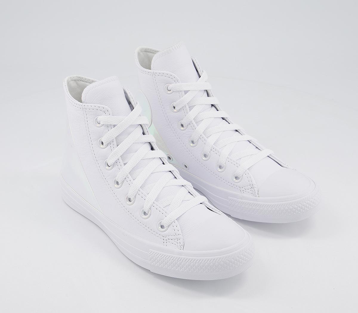 Converse Converse All Star Hi Trainers White Leather Split Iridescent ...