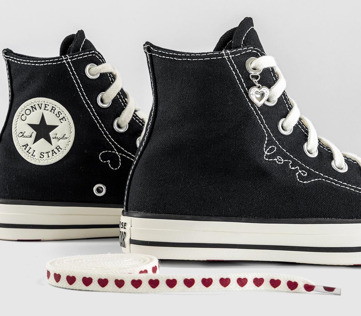 Converse Converse All Star Hi Trainers Heart Black Egret - Women's Trainers